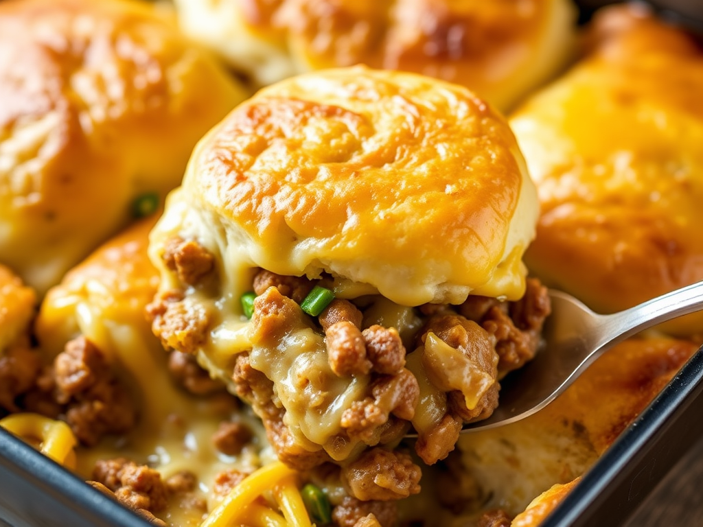 Cheesy Ground Beef and Biscuit Bake - DIY Jessica